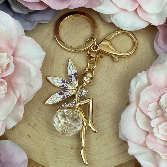 Accessories | Delicate Gold And Purple Fairy Sitting On Crystal Water ...